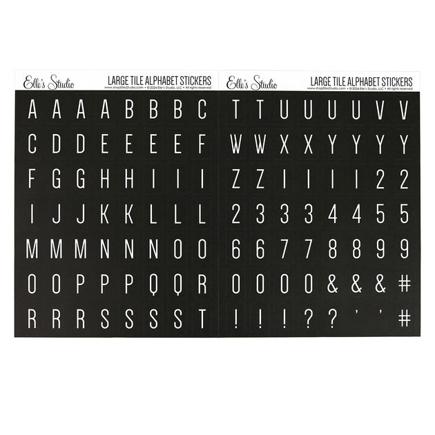 Large Tile Alphabet Stickers - Black | Elle's Studio