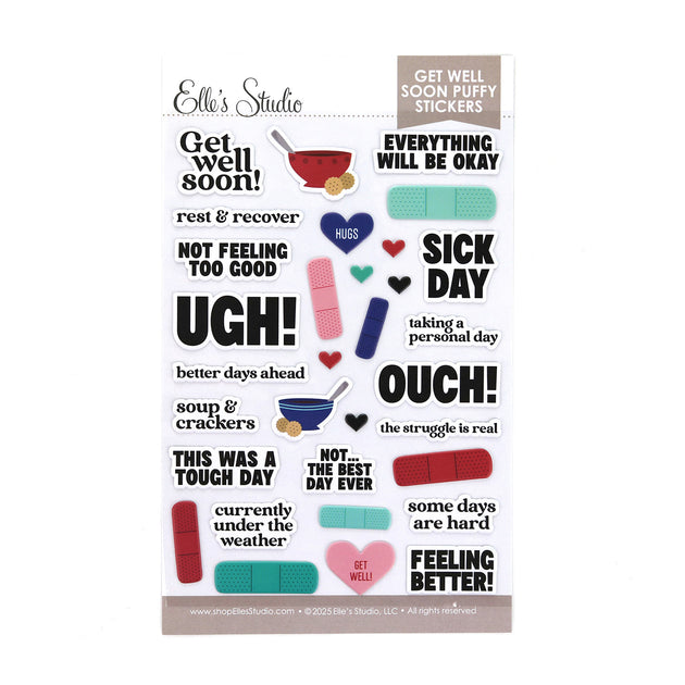Get Well Soon Puffy Stickers | Elle's Studio