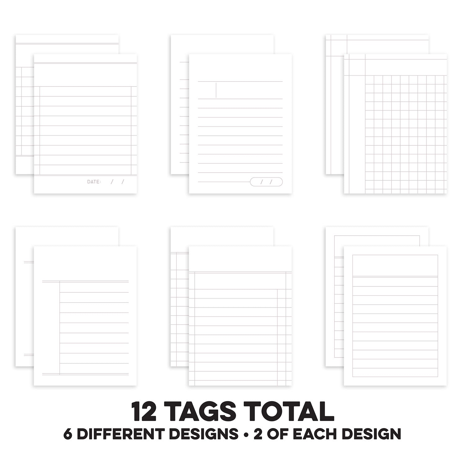 Ledger Journaling Tags - White and Gray | Elle's Studio