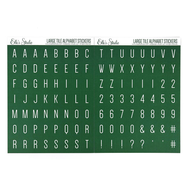 Large Tile Alphabet Stickers - Green | Elle's Studio