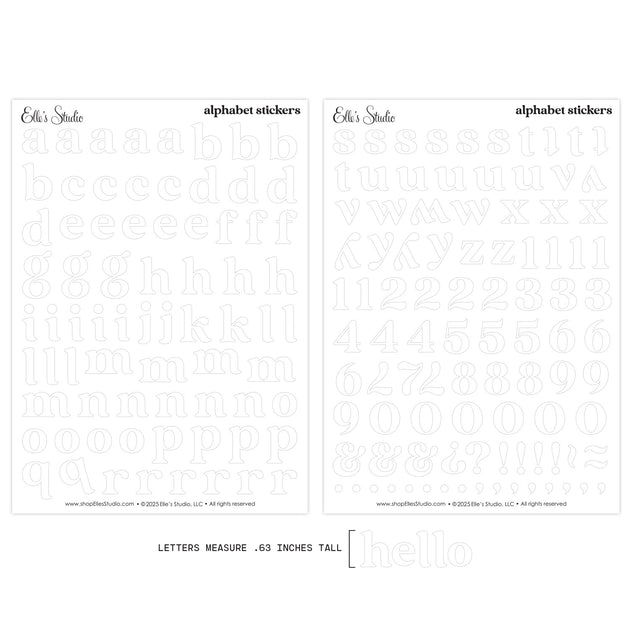 White Noel Cardstock Alphabet Stickers | Elle's Studio