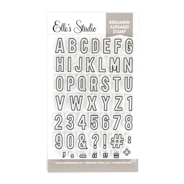 Outlined Benjamin 4 x 6 inch Alphabet Stamp | Elle's Studio
