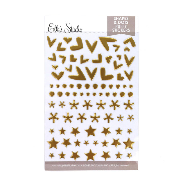 Shapes and Dots Puffy Stickers - Matte Gold Foil | Elle's Studio