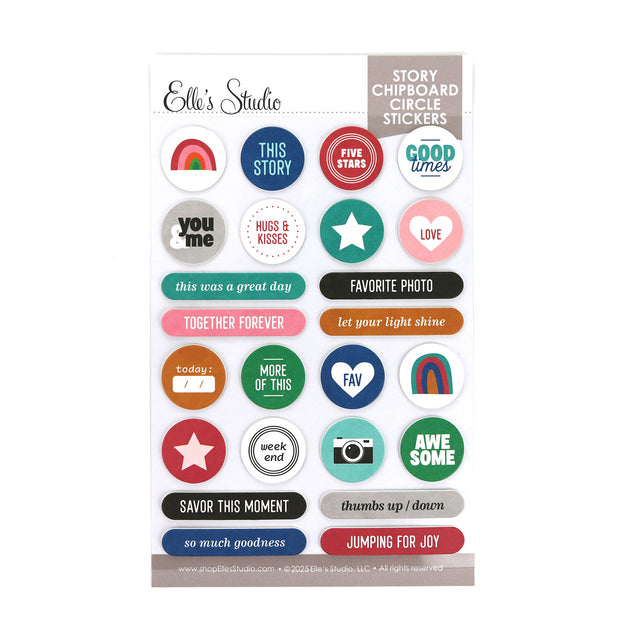 Story Chipboard Circle Stickers | Elle's Studio