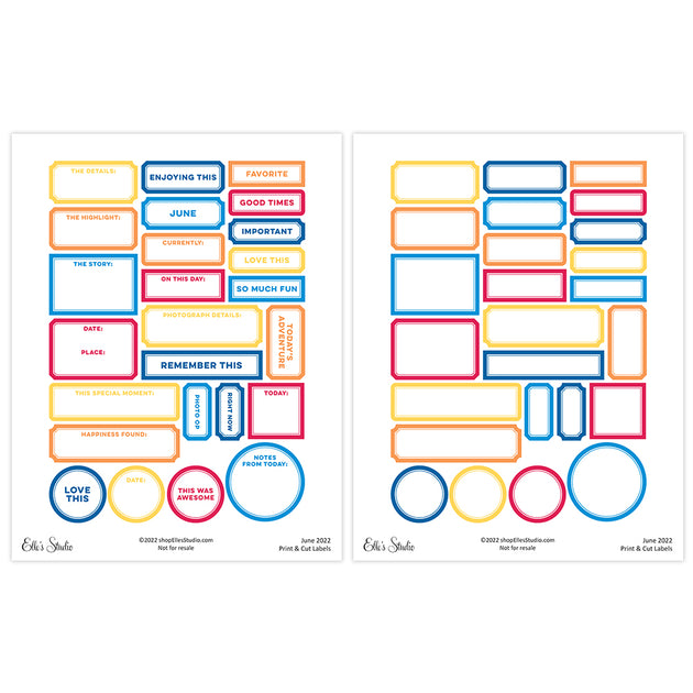 June 2022 Print and Cut Labels | Elle's Studio