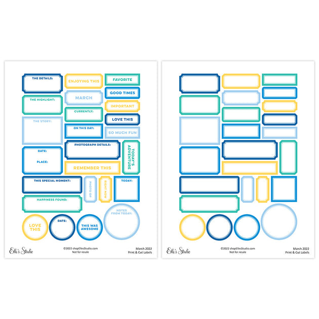 March 2022 Print and Cut Labels | Elle's Studio